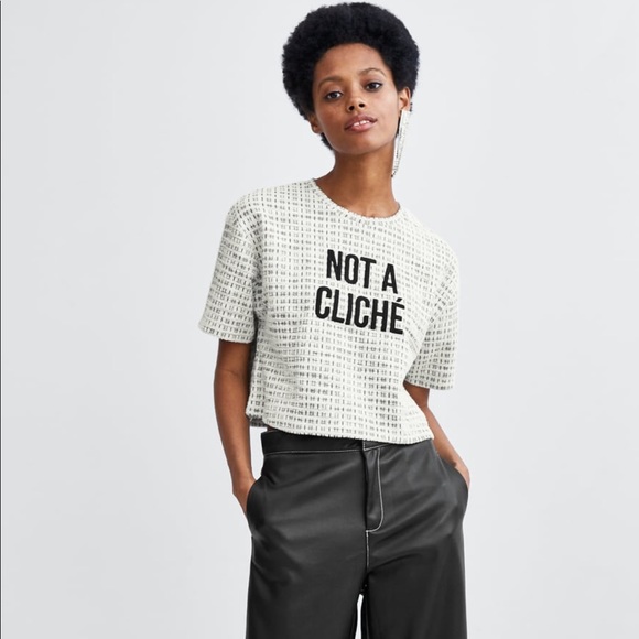 Zara | Tops | Zara Textured Cropped Tshirt | Poshmark